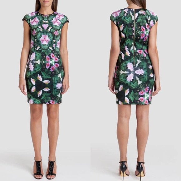 Ted Baker | Dresses | Ted Baker Friyo Floral Geo Natural Scuba Dress 8 ...
